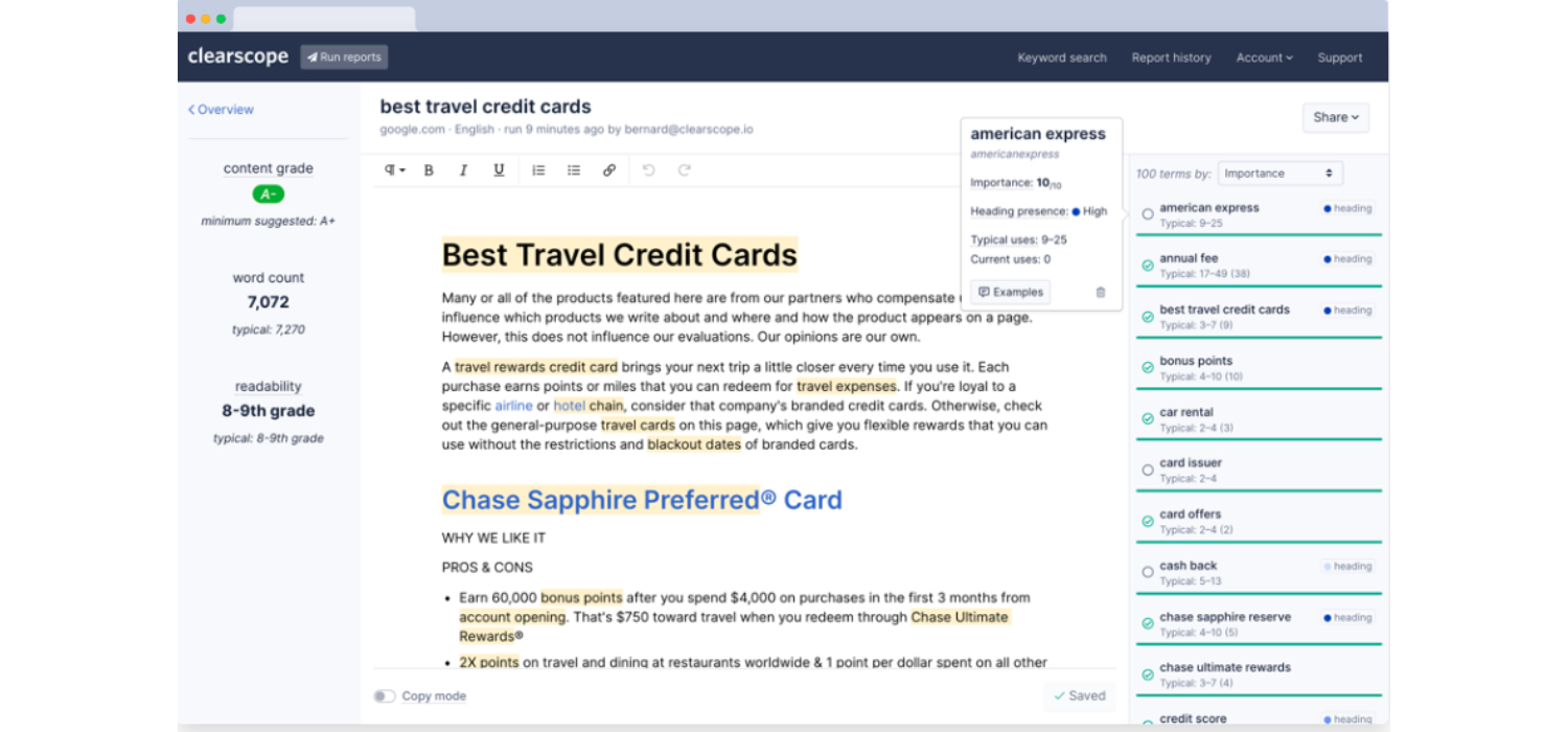 Clearscope SEO Tool Review